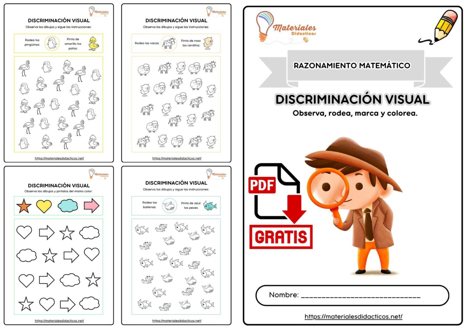 Ejercicios de discriminacion visual nivel inicial - Materiales Didacticos